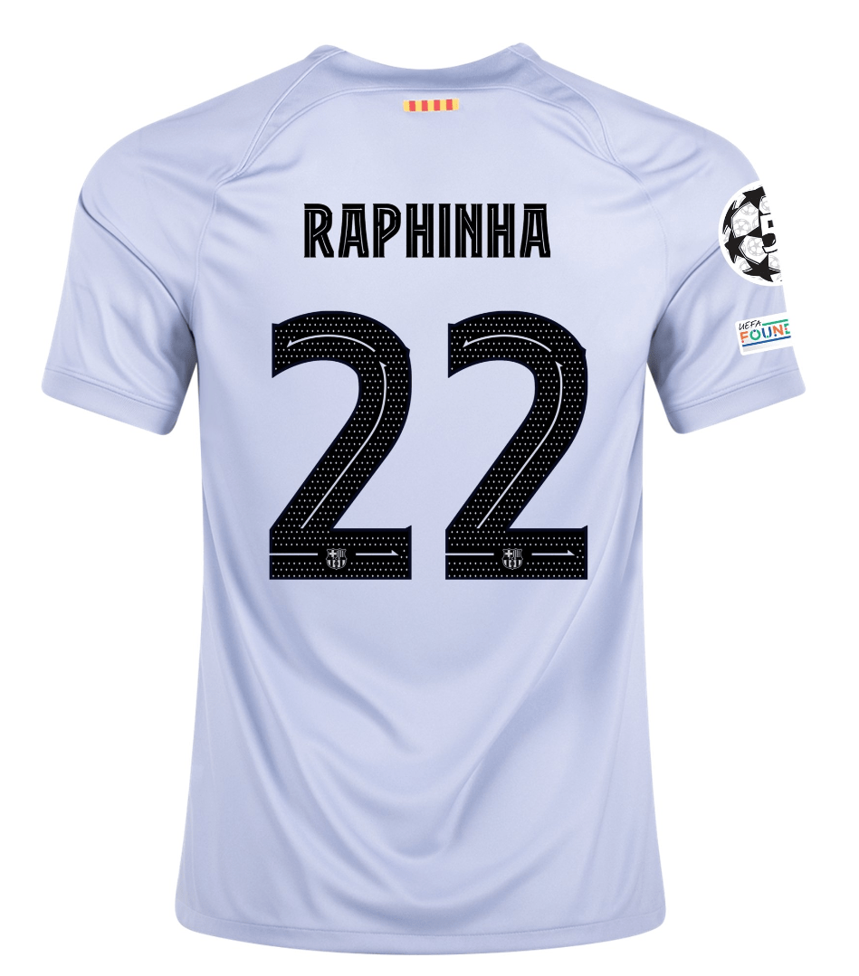 Raphinha Barcelona 22/23 UCL Third Jersey by Nike - JerseyMotion
