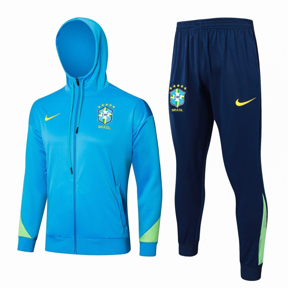 Brazil 24/25 Hooded Half-Zip Tracksuit – Light Blue - JerseyMotion