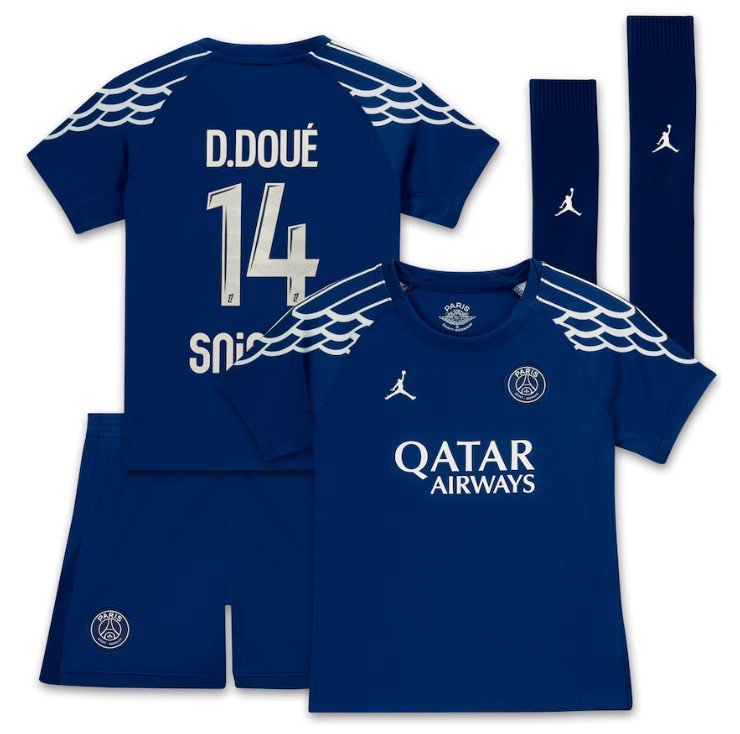 D.Doué PSG 24/25 Fourth Kids Kit - JerseyMotion