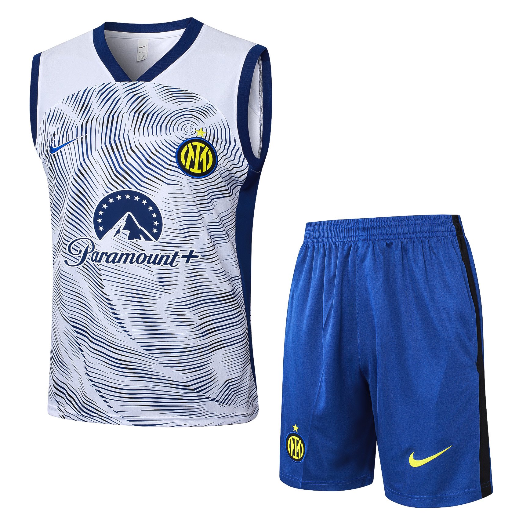 Inter Milan 24/25 Sleeveless Training Set – White/Blue - JerseyMotion