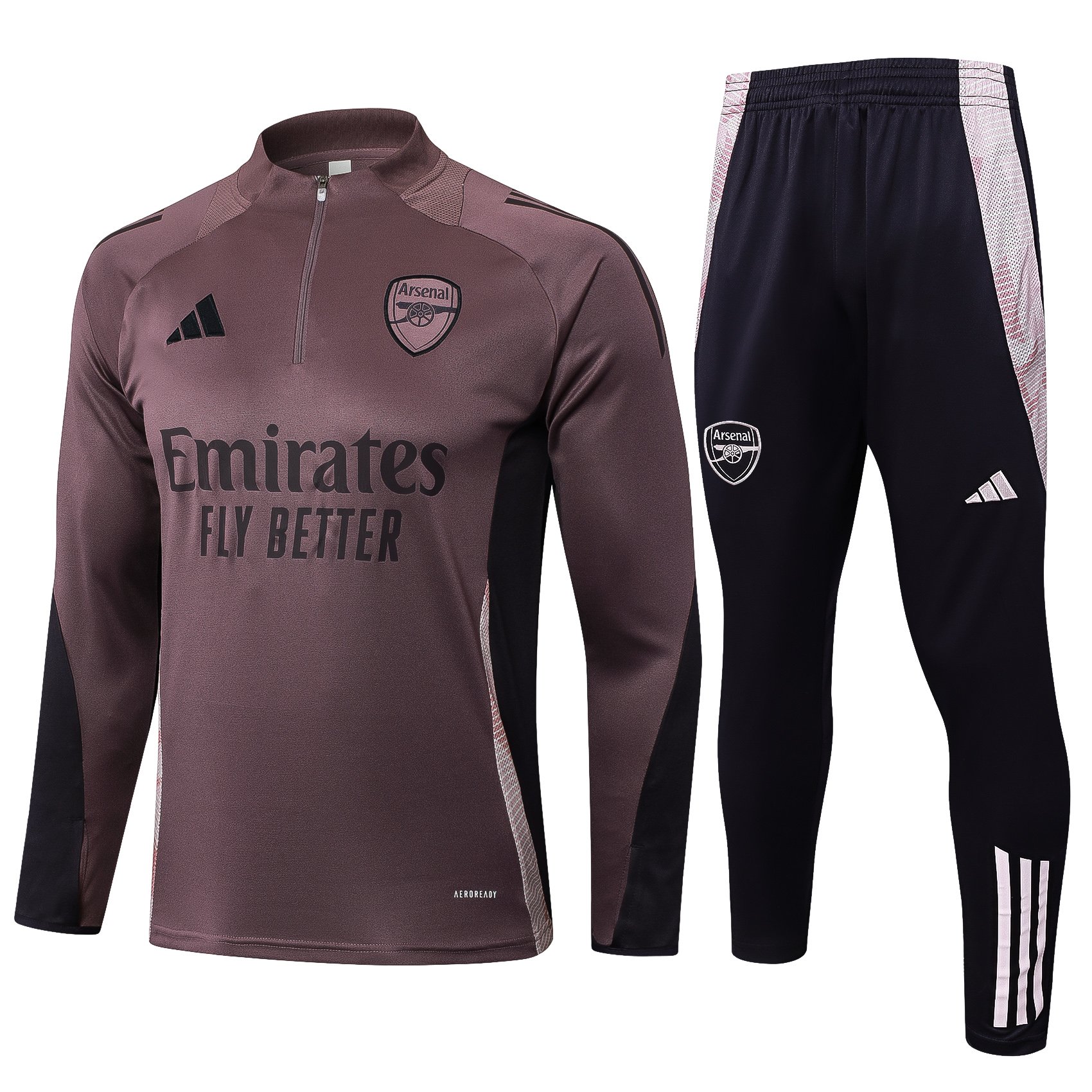 Arsenal 24/25 Brown Half-Zip Tracksuit - JerseyMotion