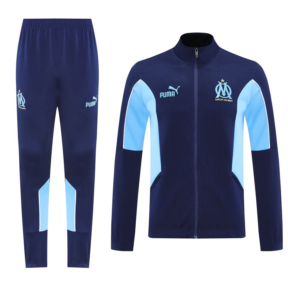 Olympique Marseille 24/25 Full-Zip Tracksuit – Navy/Light Blue ...