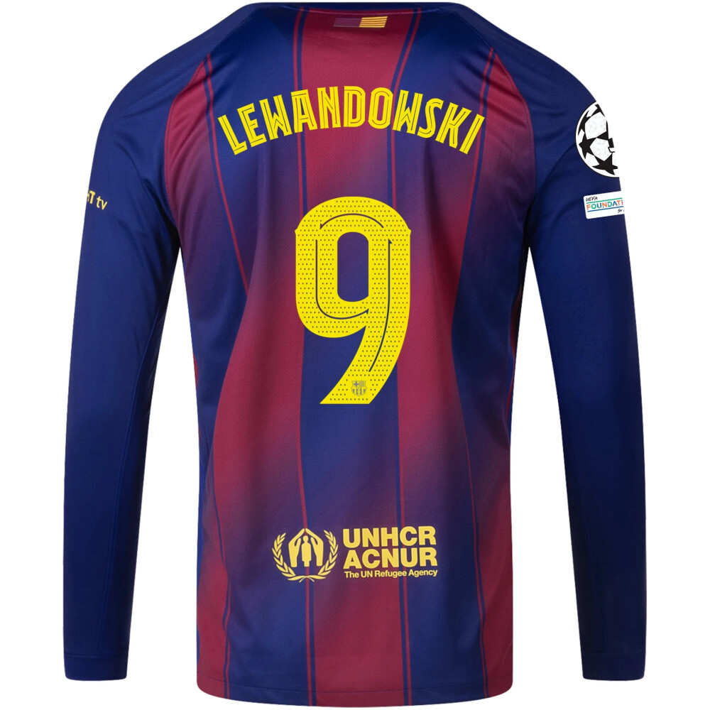 Lewandowski Barcelona 25/26 UCL Home Long Sleeve Jersey - JerseyMotion