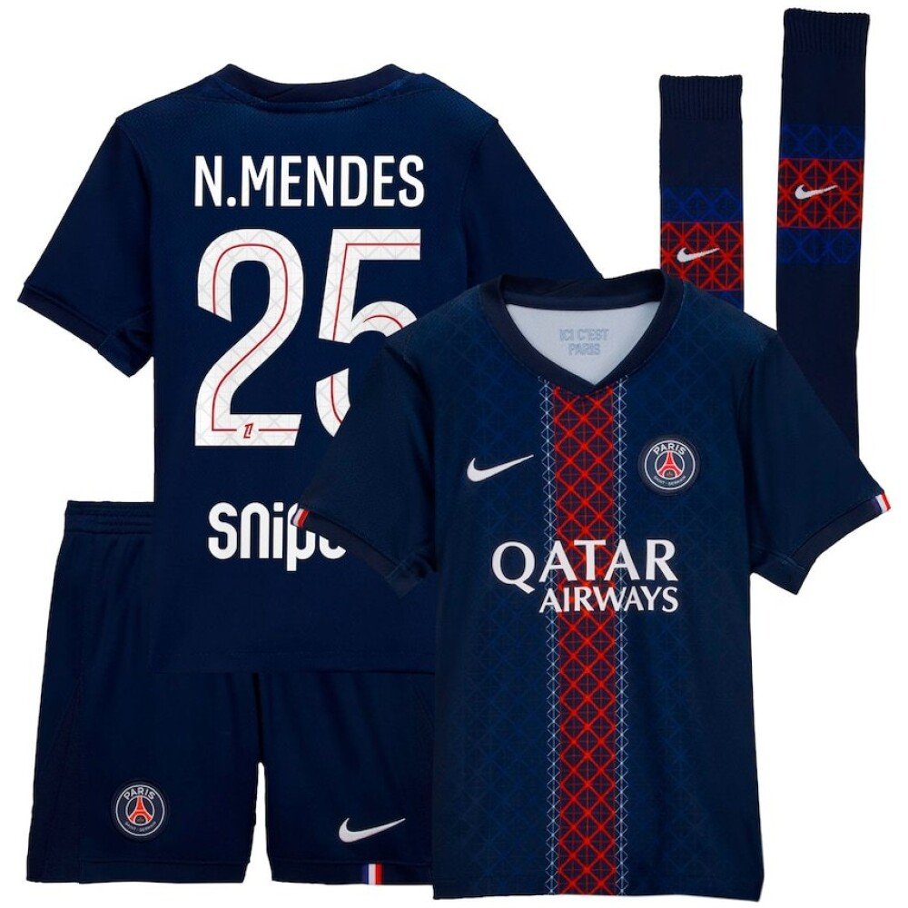 N. Mendes PSG 25/26 Home Kids Kit - JerseyMotion