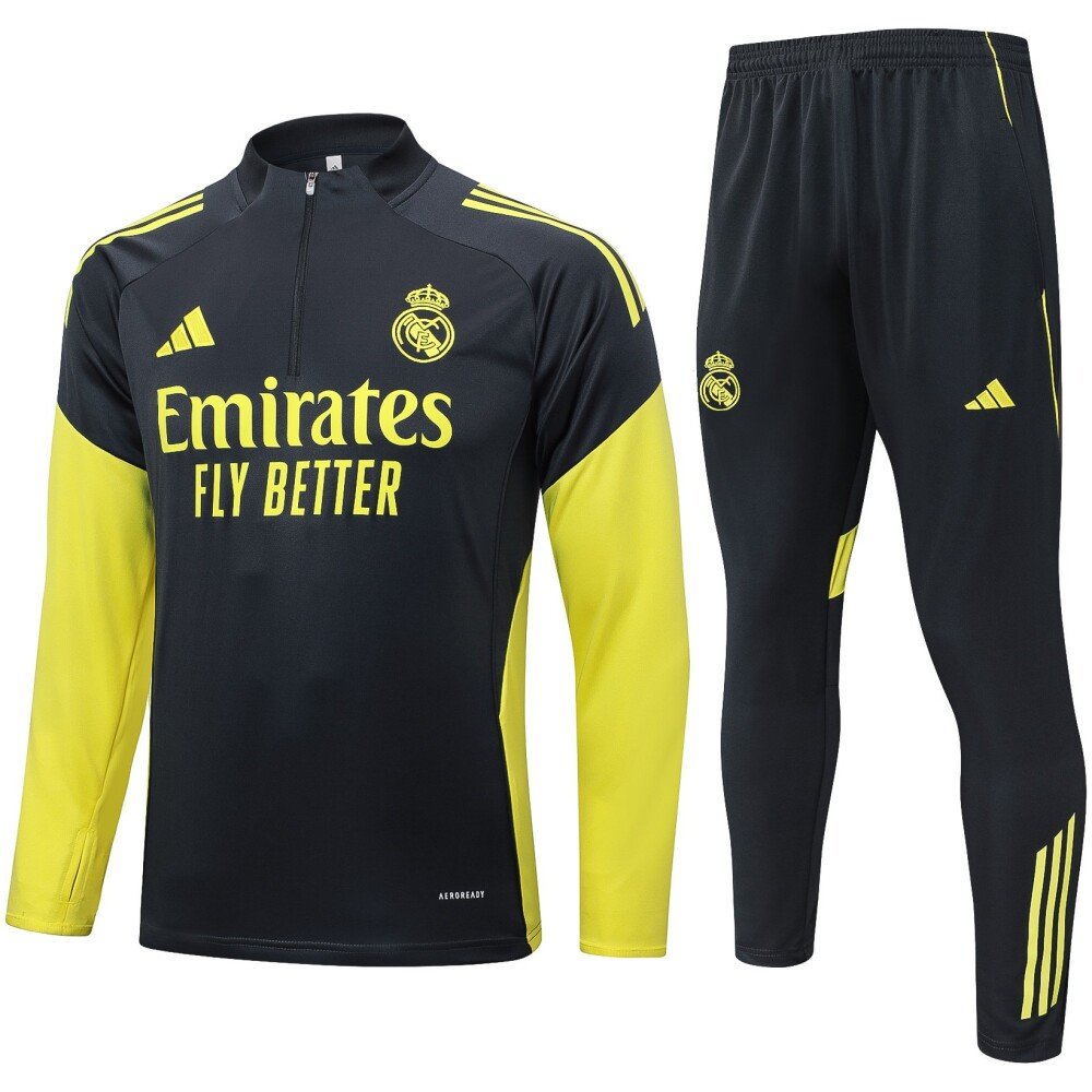 Real Madrid 25/26 Black & Yellow Training Tracksuit - JerseyMotion