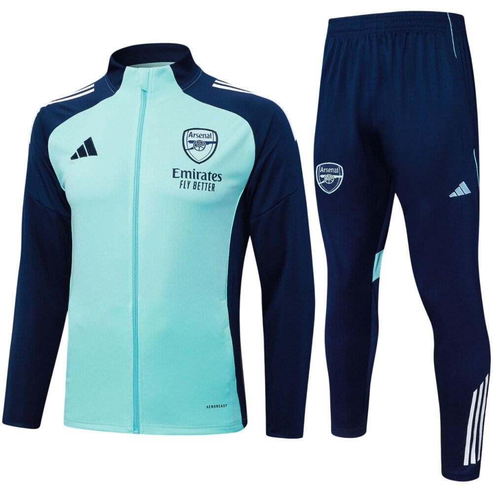 Arsenal 25/26 Full-Zip Mint Green Tracksuit (Kids Sizing) - JerseyMotion
