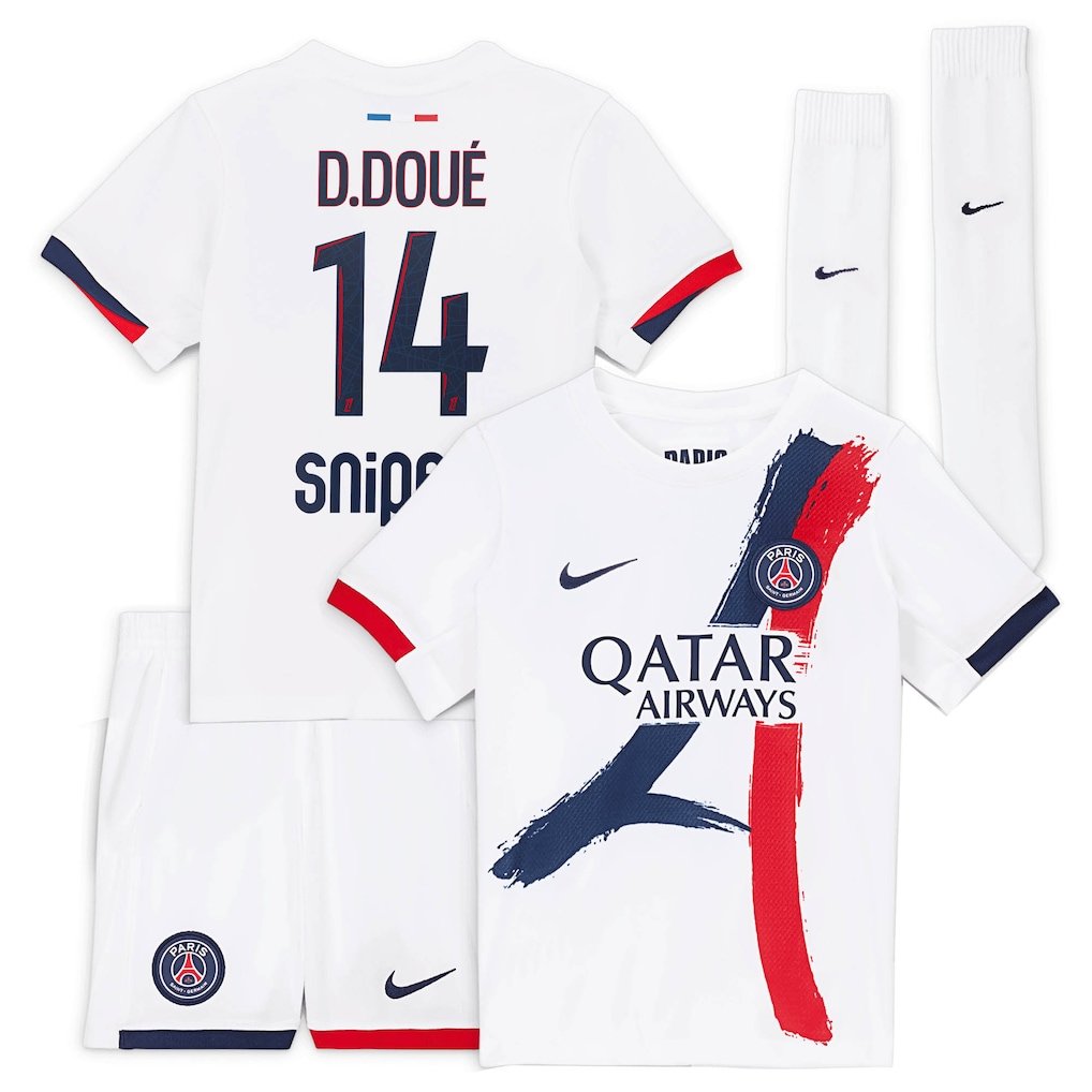 D.Doué PSG 25/26 Away Kids Kit - JerseyMotion