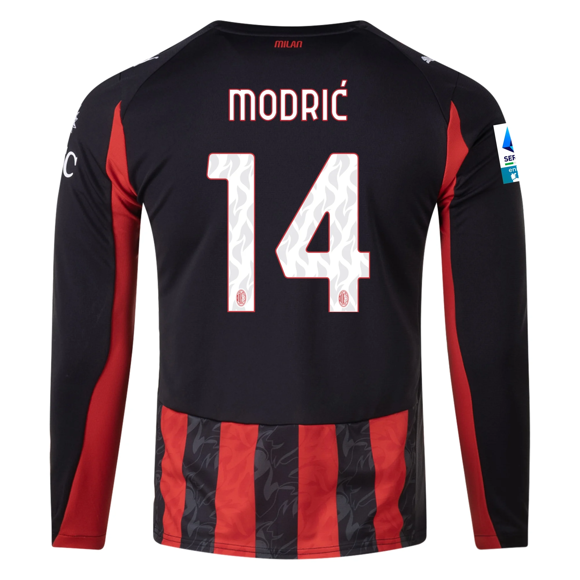 Modrić AC Milan 25/26 Home Long Sleeve Jersey - JerseyMotion