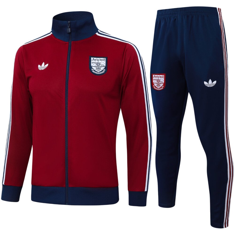 Arsenal 25/26 Full-Zip Retro Tracksuit (Kids Sizing) - JerseyMotion
